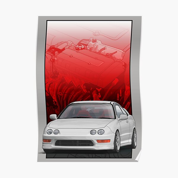 "Integra dc2 with b series background (White) " Poster by ArtyMotive ...
