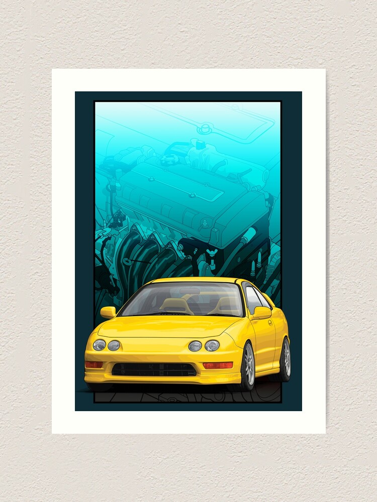 "Integra dc2 with b series background (Yellow) " Art Print for Sale by ...
