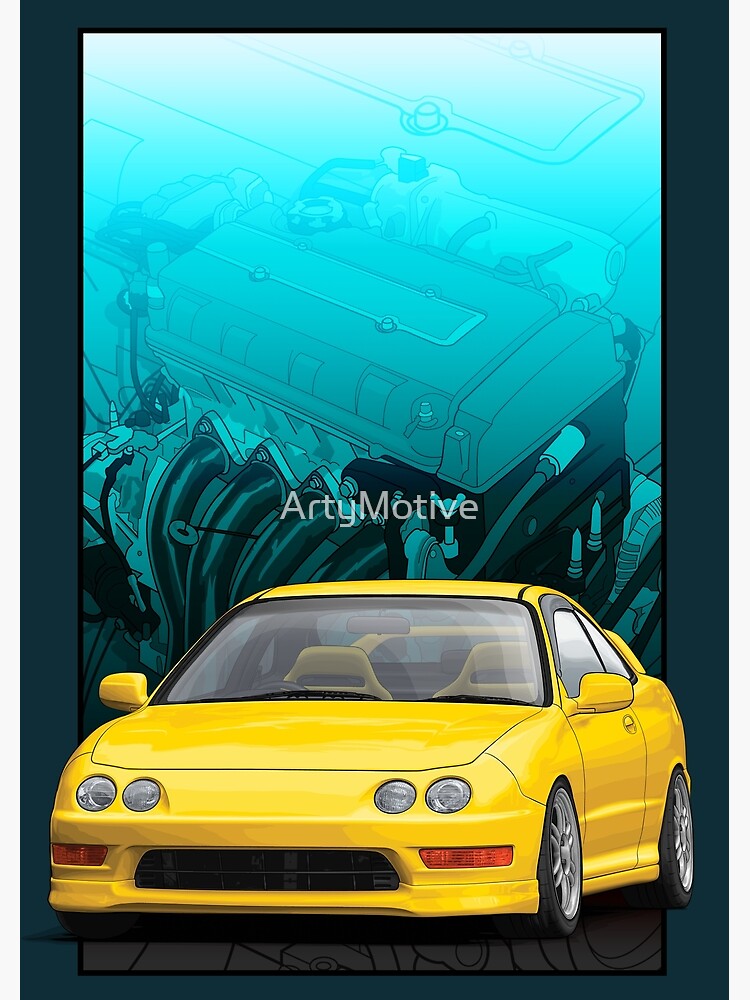 "Integra dc2 with b series background (Yellow) " Photographic Print by ...