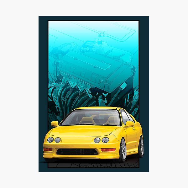 "Integra dc2 with b series background (Yellow) " Photographic Print by ...