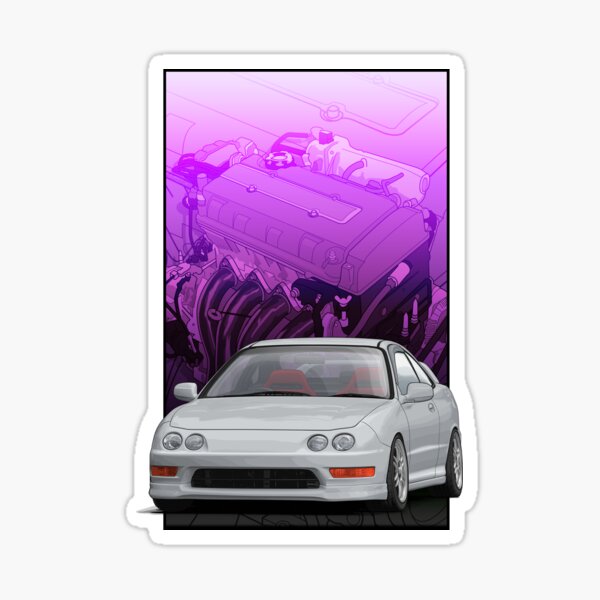 "Integra dc2 with b series background (Silver) " Sticker for Sale by ...