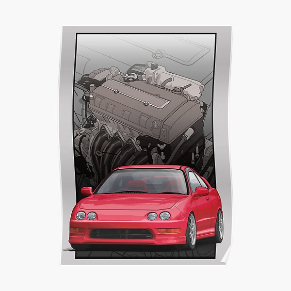 "Integra dc2 with b series background (Red) " Poster for Sale by ...