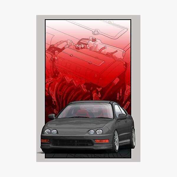 "Integra dc2 with b series background (Black) " Photographic Print by ...