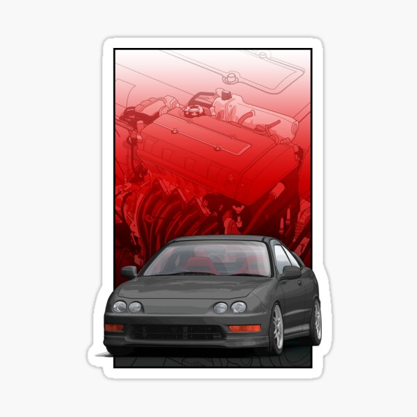 "Integra dc2 with b series background (Black) " Sticker for Sale by ...