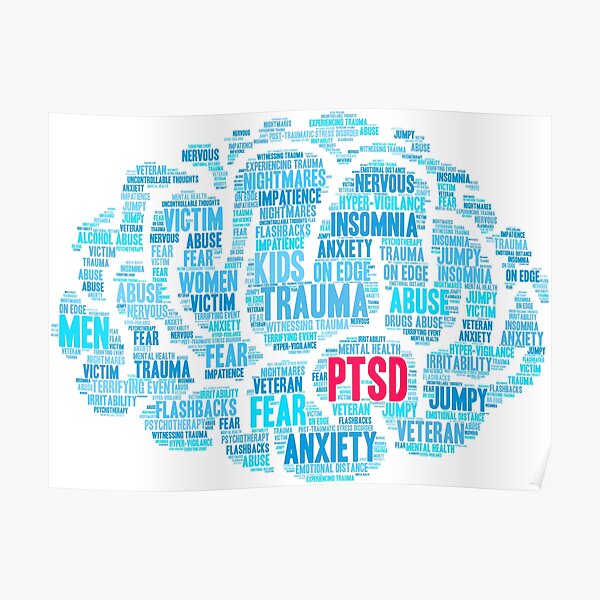 "PTSD Brain Word Cloud on a white background." Poster for Sale by ...