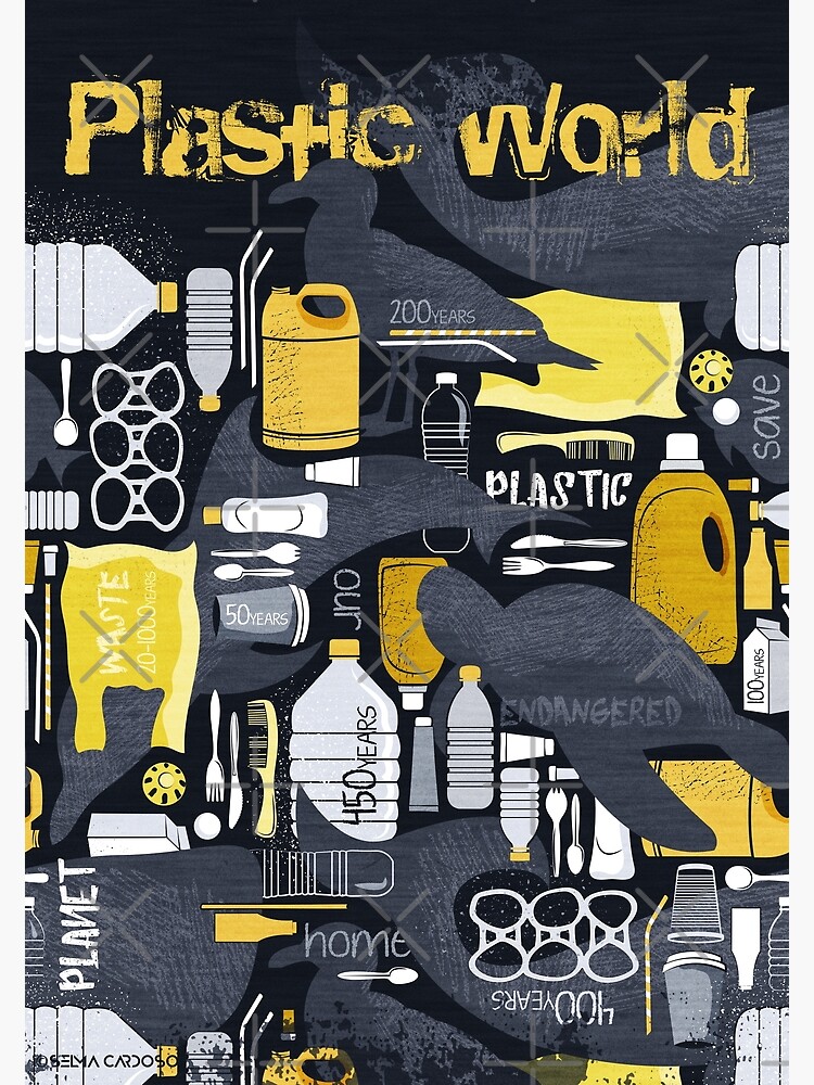"Our plastic world // black background grey endangered animal species ...
