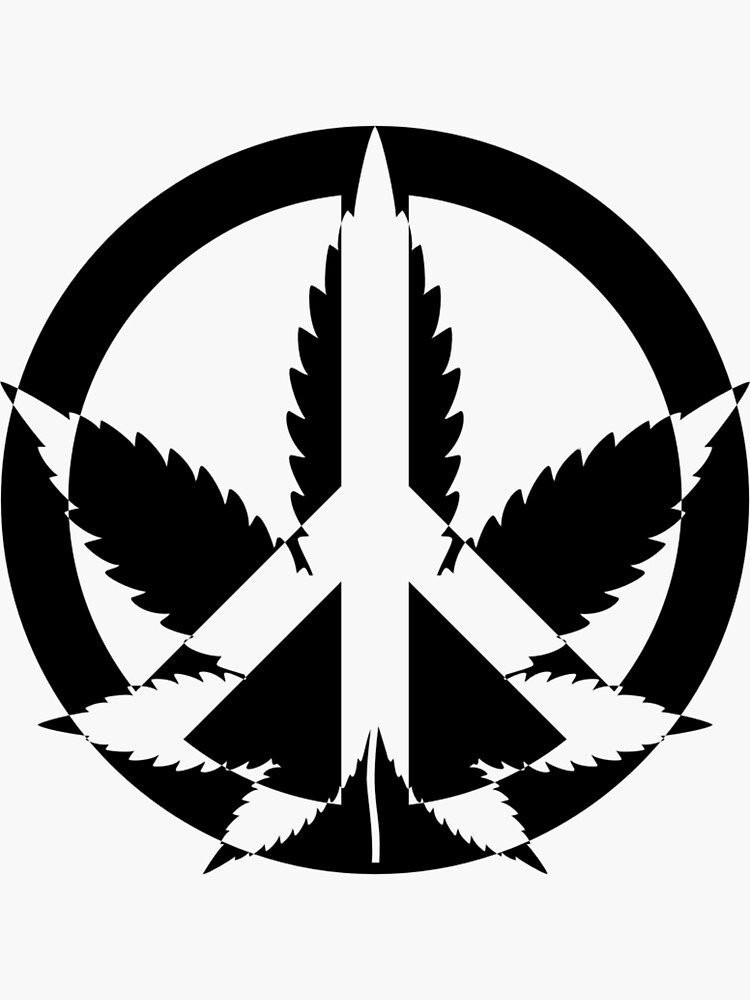"weed leaf peace sign" Sticker for Sale by TopMerchz | Redbubble
