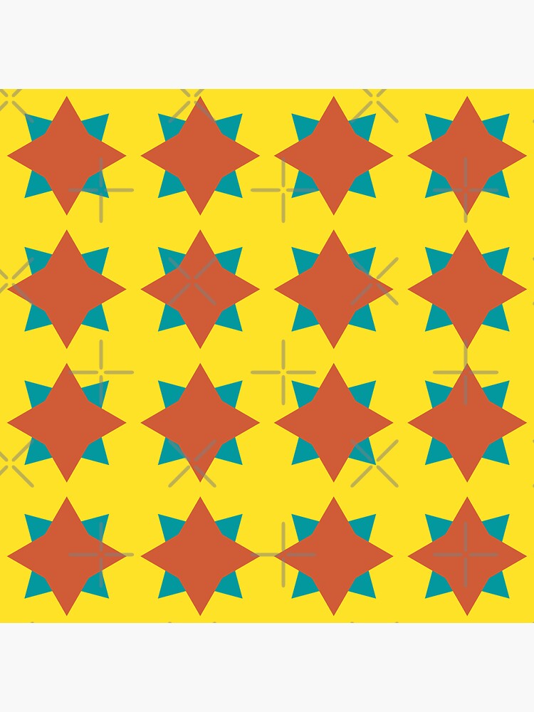 "Red blue star seamless repetitive pattern with yellow background ...