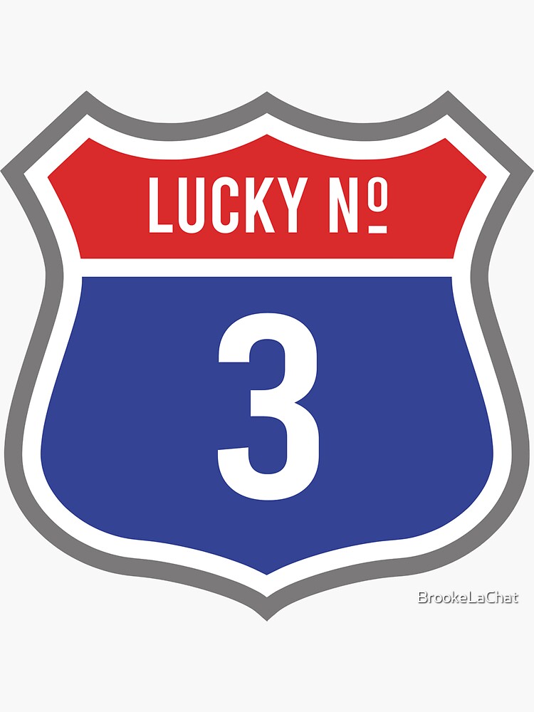" Lucky Number 3 in US style route sign." Sticker by BrookeLaChat ...