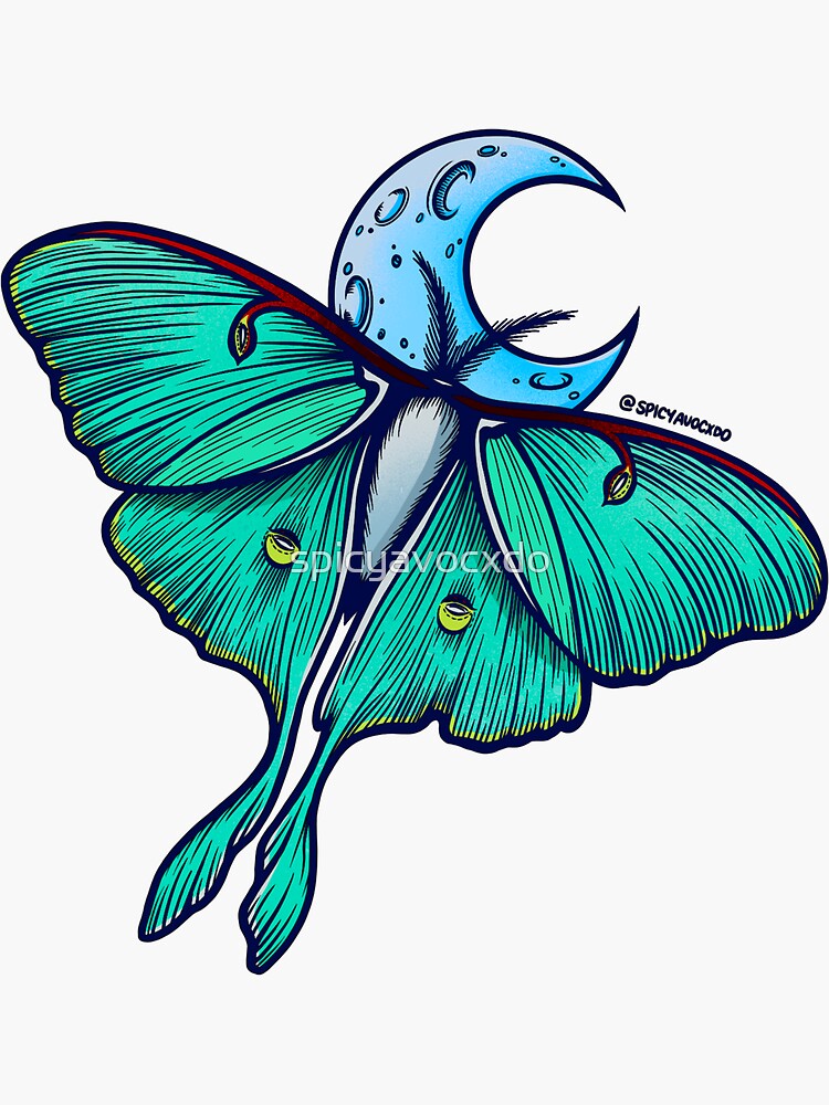 "Luna Moth (blue moon)" Sticker for Sale by spicyavocxdo | Redbubble
