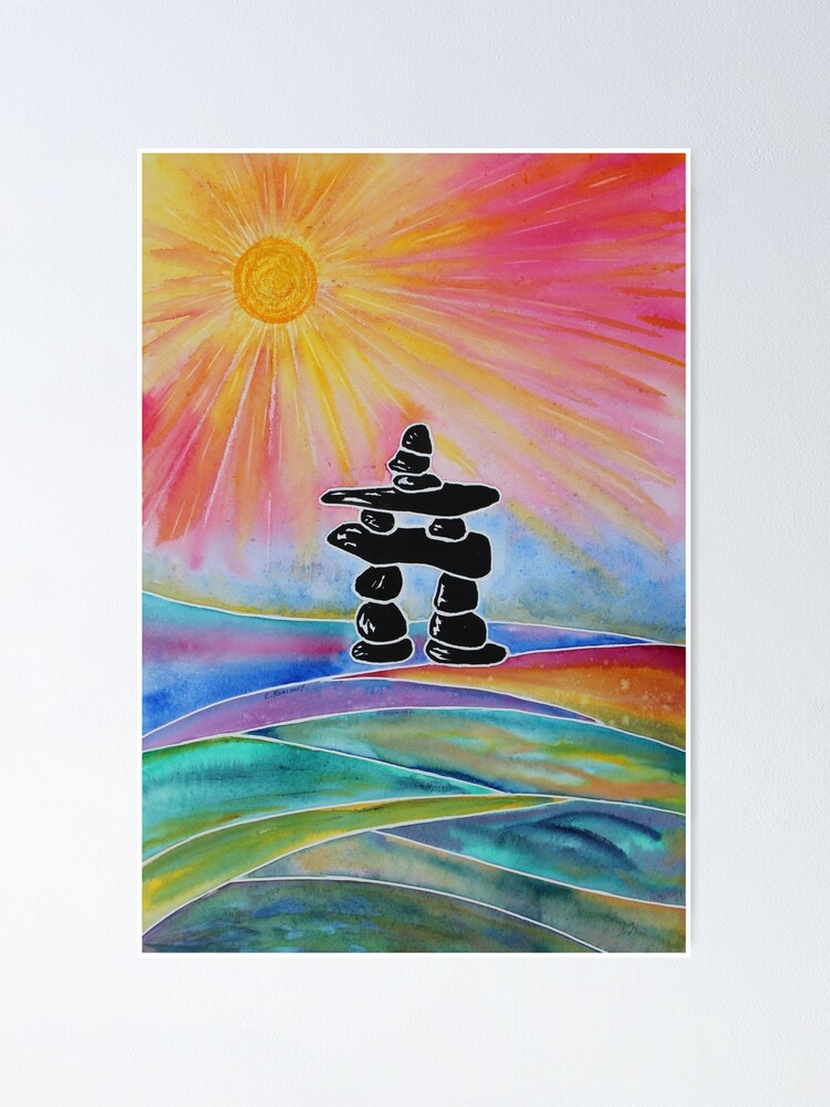 " Sunrise Inuksuk Eskimo Indigenous Inspirational Black Stone Sculpture ...