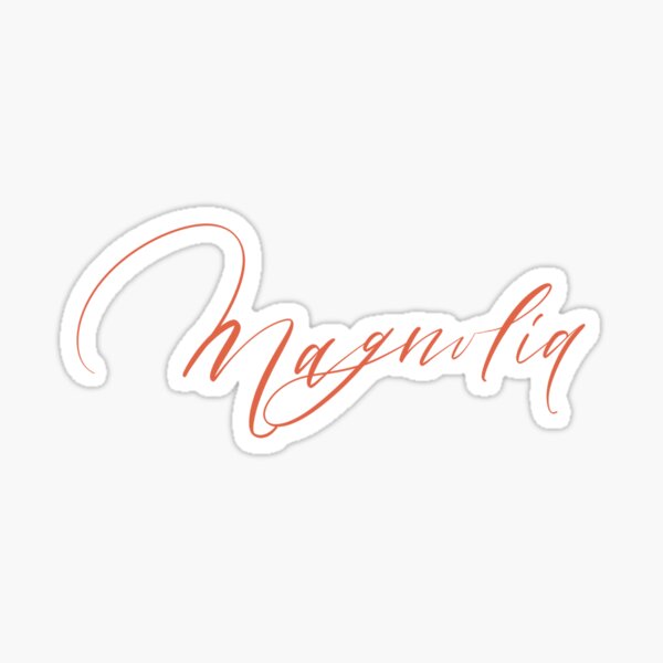 "Magnolia Calligraphy in Rust pink " Sticker by Blubound-ink | Redbubble