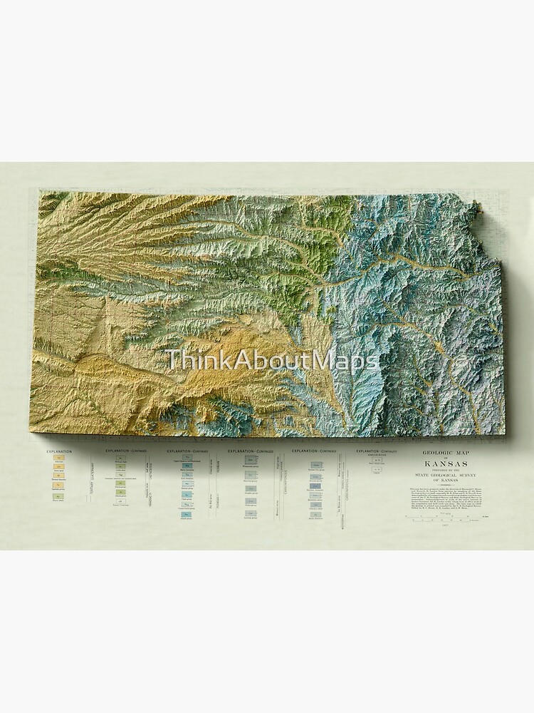 "1937 Kansas Relief Map 3D digitally-rendered" Poster for Sale by ThinkAboutMaps | Redbubble