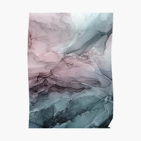 "Mauve Blush & Stormy Blue Flow Abstract 1" Poster by LSchulz19 | Redbubble