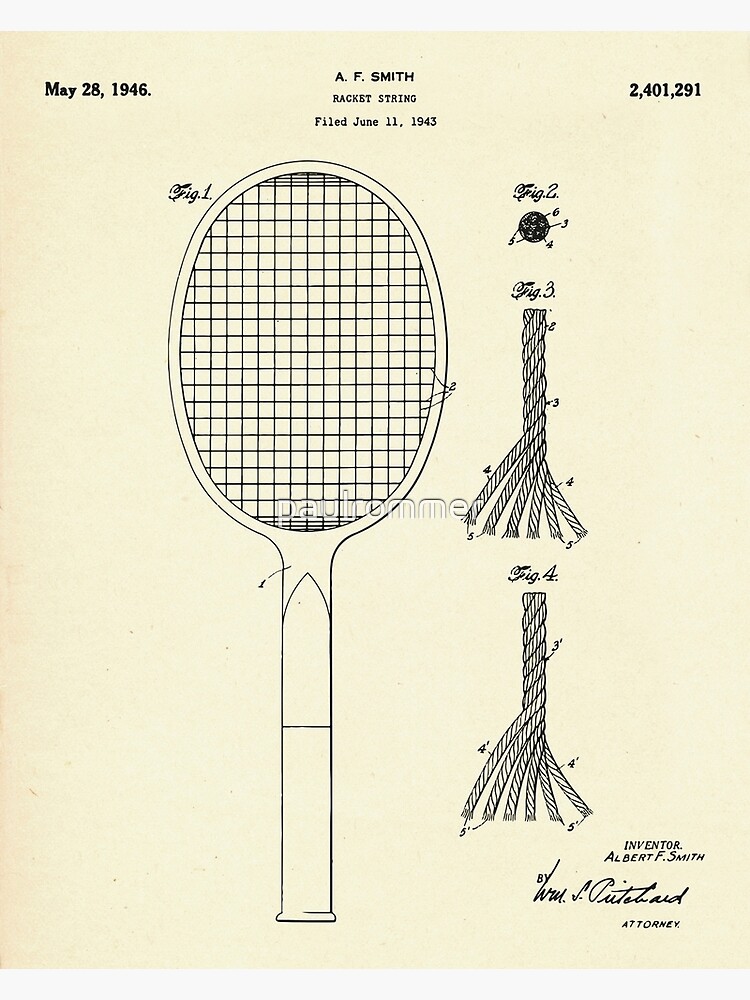 "Racket String-1946" Poster by paulrommer | Redbubble