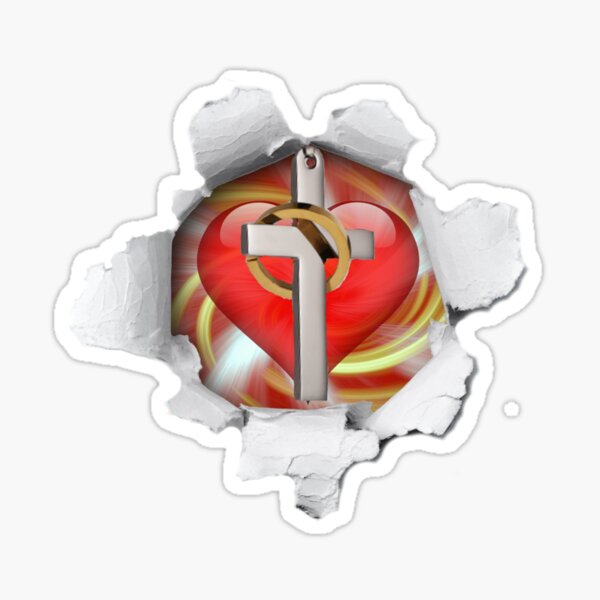 "Covenant Cross. 3D Cross over heart" Sticker for Sale by ...