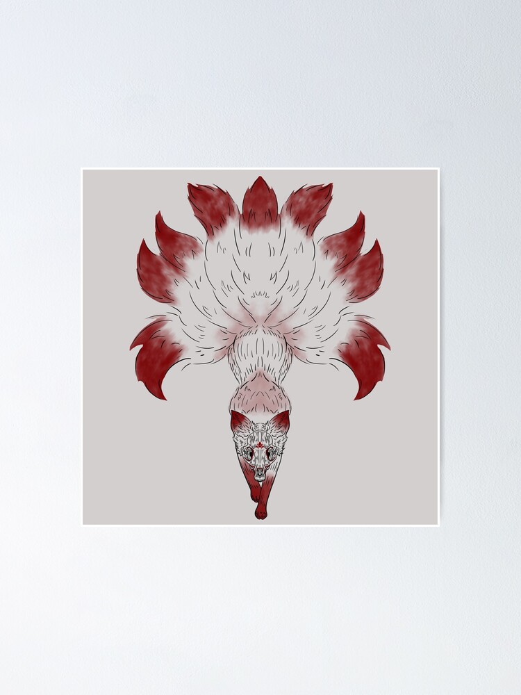 "Red Spirit Fox 9 Tail Kitsune" Poster by FatePro | Redbubble