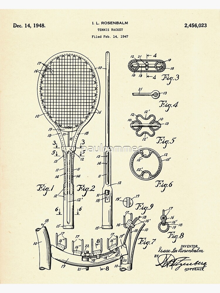"Tennis Racket-1948" Art Print for Sale by paulrommer | Redbubble