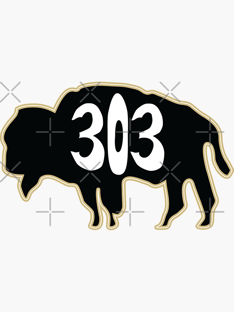 "Hand Drawn Colorado Buffalo 303 Area Code" Sticker by itsrturn | Redbubble