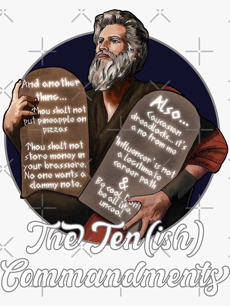 "The tenish commandments " Sticker by Shelmodine79 | Redbubble