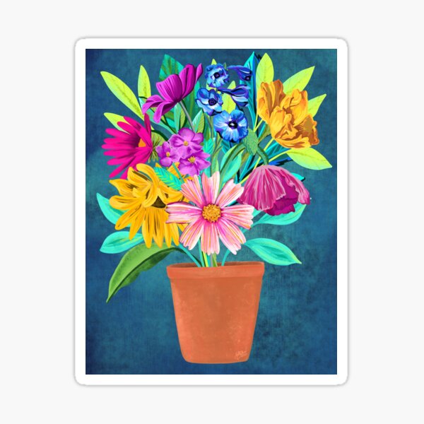 "Happy Flower Pot" Sticker for Sale by 3willows | Redbubble