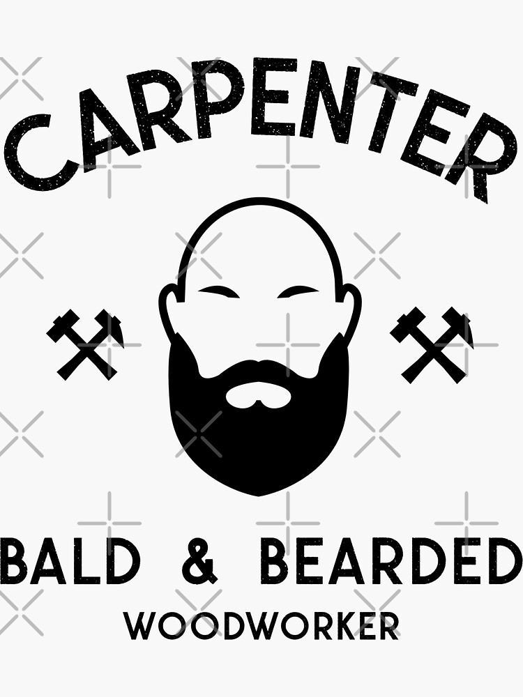 "Bearded Carpenter Bald Woodworker " Sticker for Sale by tsanwo | Redbubble