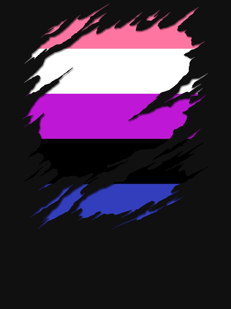 Genderfluid Pride Flag Ripped Reveal T Shirt For Sale By Valador