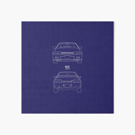 "SKYLINE GTR FRONT VIEW BLUEPRINT DRAWING" Art Board Print by srattha ...