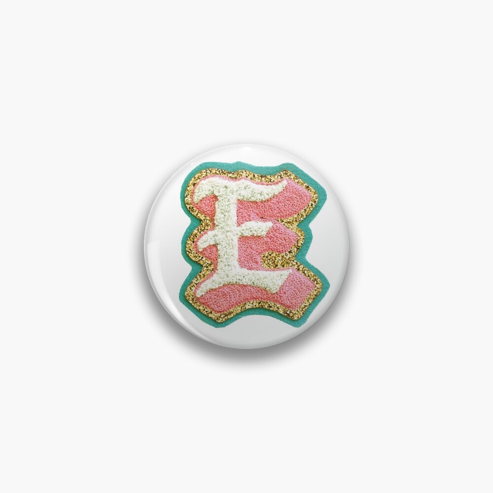 "Letterman E Monogram Gold Glitter Baby Pink Preppy Varsity Letter ...
