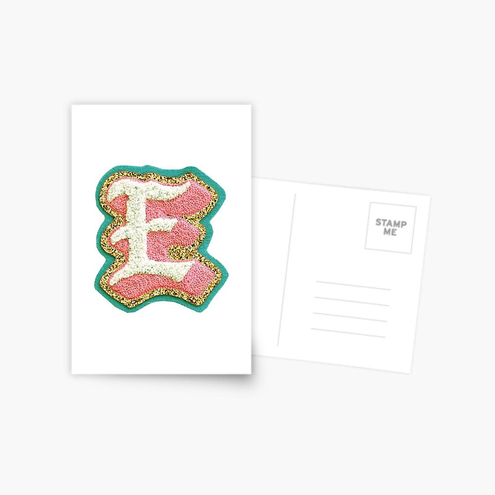 "Letterman E Monogram Gold Glitter Baby Pink Preppy Varsity Letter ...