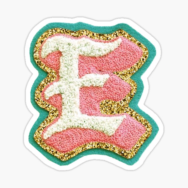 "Letterman E Monogram Gold Glitter Baby Pink Preppy Varsity Letter ...