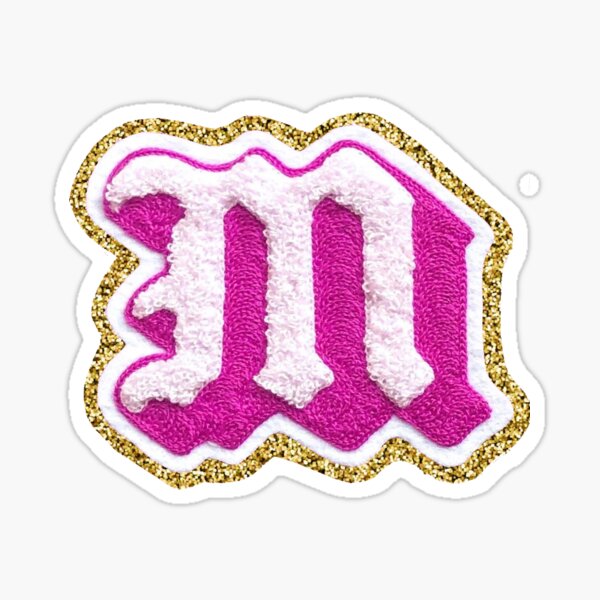 "Letterman M Monogram Gold Glitter HOT Pink Preppy Varsity Letter ...