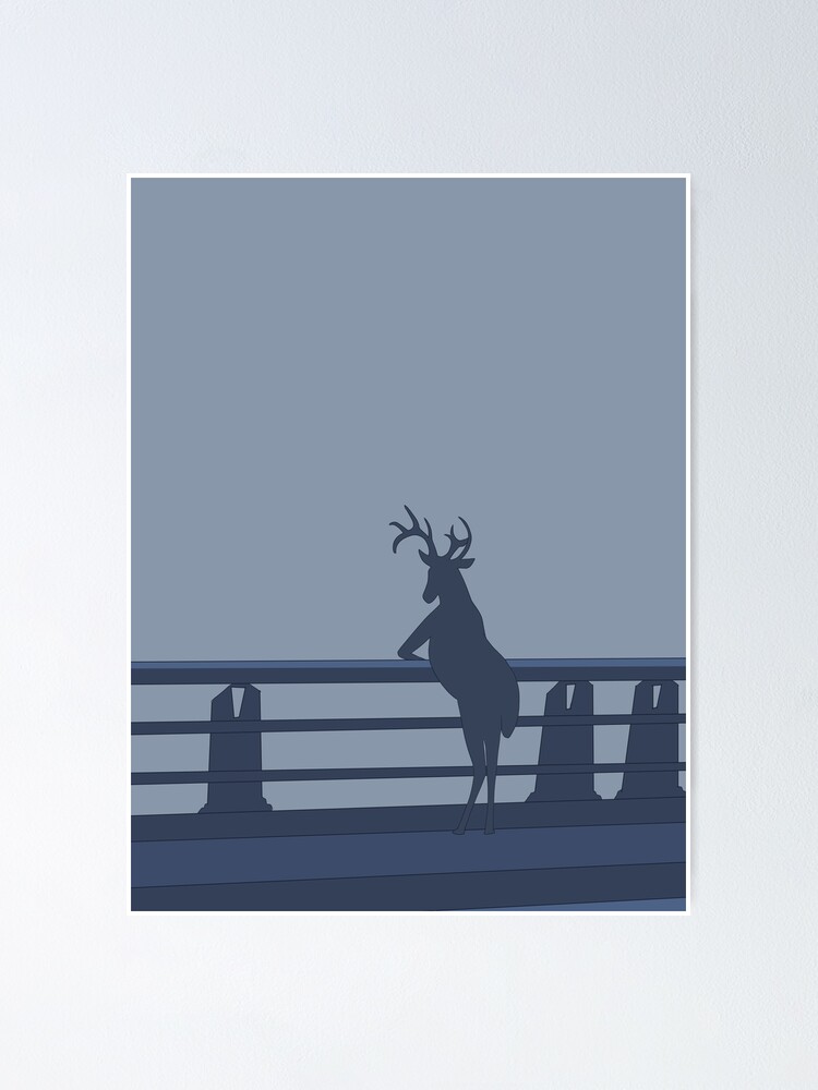 "Deer Looking Out On Bridge Meme" Poster for Sale by SmochiBird Art ...