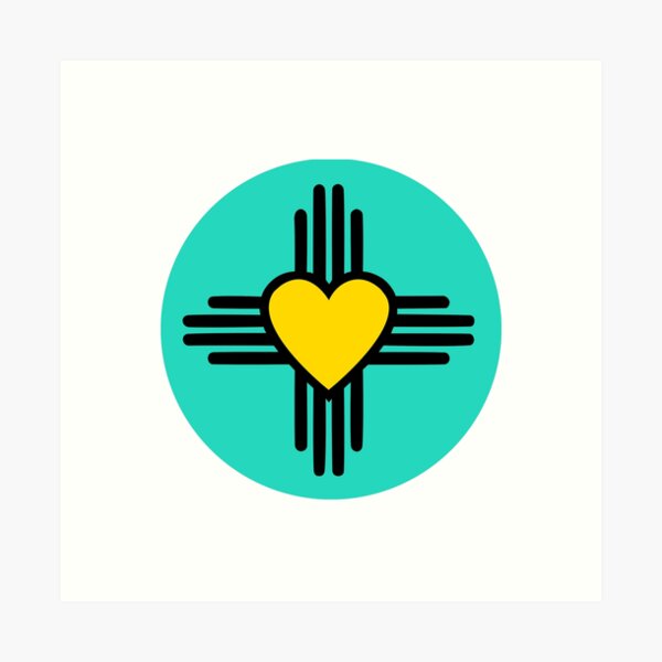 "Turquoise Zia Heart" Art Print for Sale by mamotimo | Redbubble