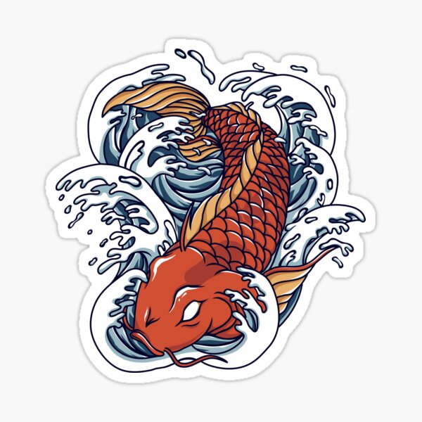"Japanese Koi Fish Graphic" Sticker for Sale by autsakorn | Redbubble