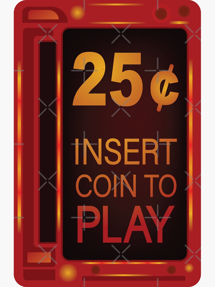 "Insert coin arcade retro classic games" Sticker for Sale by portokalis ...