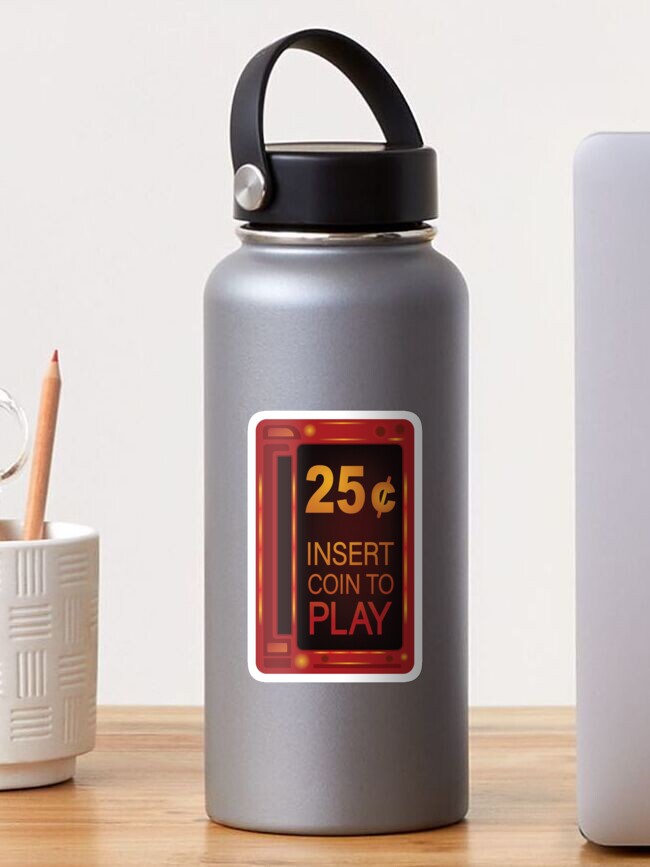 "Insert coin arcade retro classic games" Sticker for Sale by portokalis ...