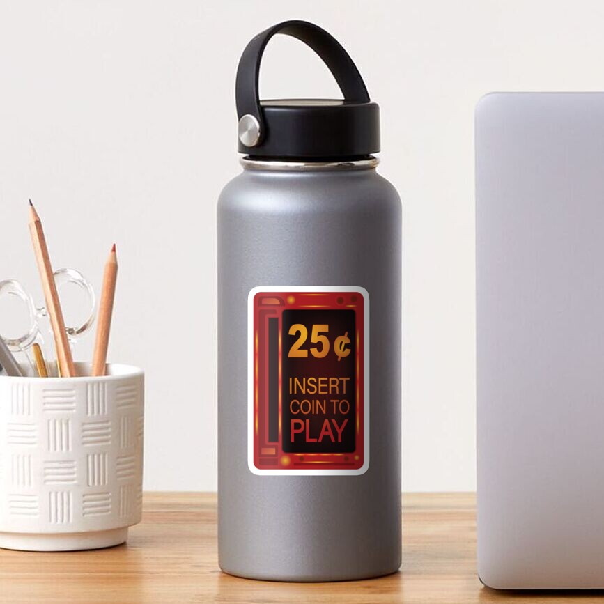 "Insert coin arcade retro classic games" Sticker for Sale by portokalis ...