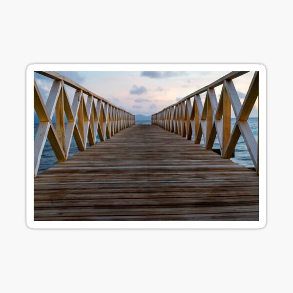 "Wooden bridge during the sunrise in Semporna, Borneo Sabah." Sticker ...