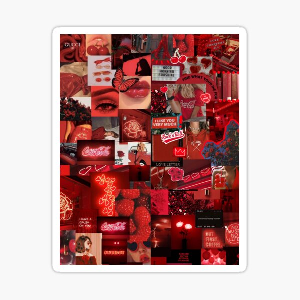 "Red Aesthetic Collage" Sticker by aestheticglobe | Redbubble