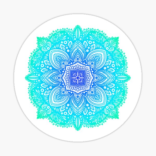 "Mandala (blue and green)" Sticker for Sale by TMBorgatti | Redbubble
