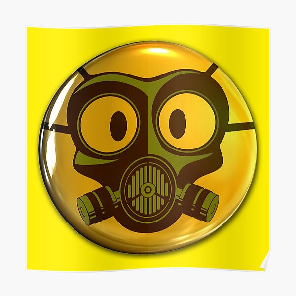"Gas Mask Smiley Face Button - Covid Face Mask" Poster for Sale by ...