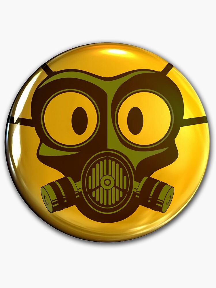 "Gas Mask Smiley Face Button - Covid Face Mask" Sticker for Sale by ...