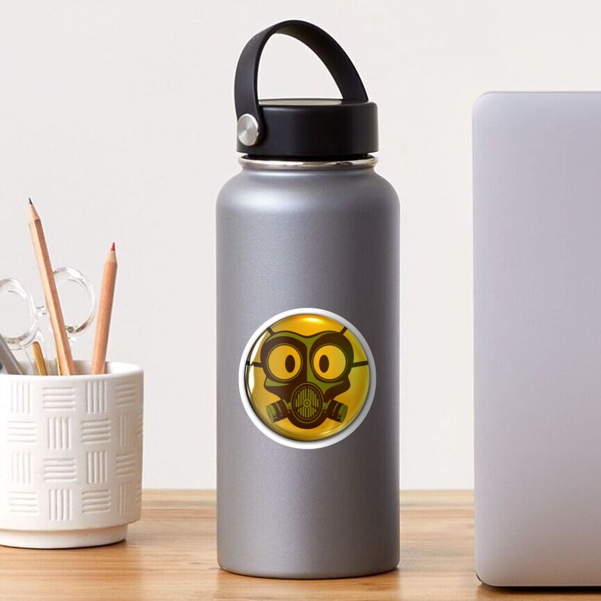 "Gas Mask Smiley Face Button - Covid Face Mask" Sticker for Sale by ...