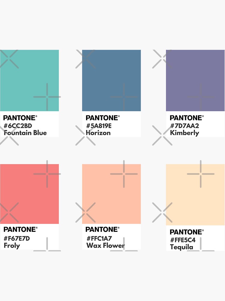 "soft blue and peach tones palette pantone color swatch" Sticker for ...