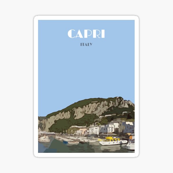 "Capri Travel Poster Print " Sticker by simplythewest | Redbubble