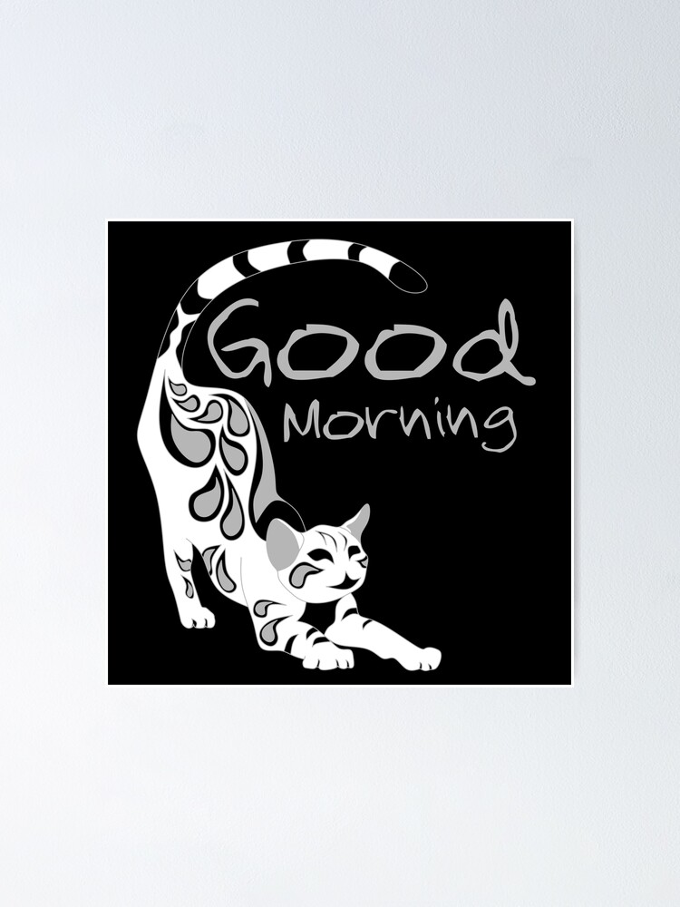 "Good Morning Snow Leopard Paisley Bengal Cat Yoga Stretching" Poster ...