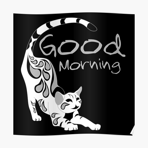 "Good Morning Snow Leopard Paisley Bengal Cat Yoga Stretching" Poster ...