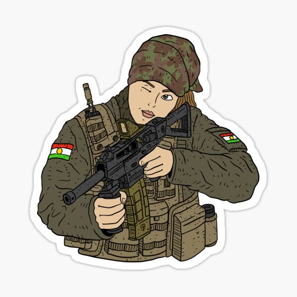 "kurdish girl, kurdistan peshmerga. " Sticker by jjartanddrawing ...