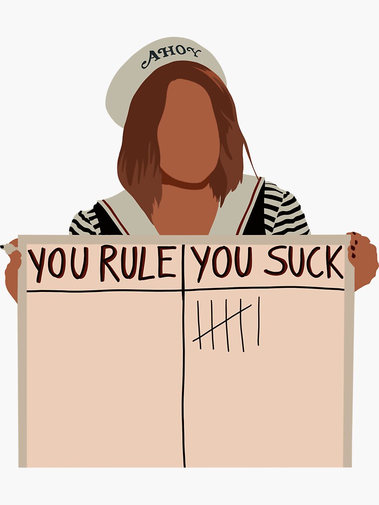 Robin Stranger Things~you Ruleyou Suck Sticker By Lucreziatrebbi Redbubble